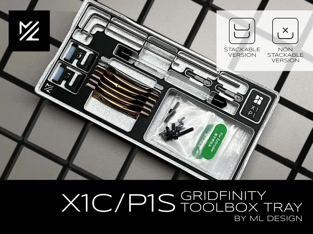Gridfinity X1C+P1S TOOLBOX // 2 version by martonlengyel.design MakerWorld: Download Free 3D Models