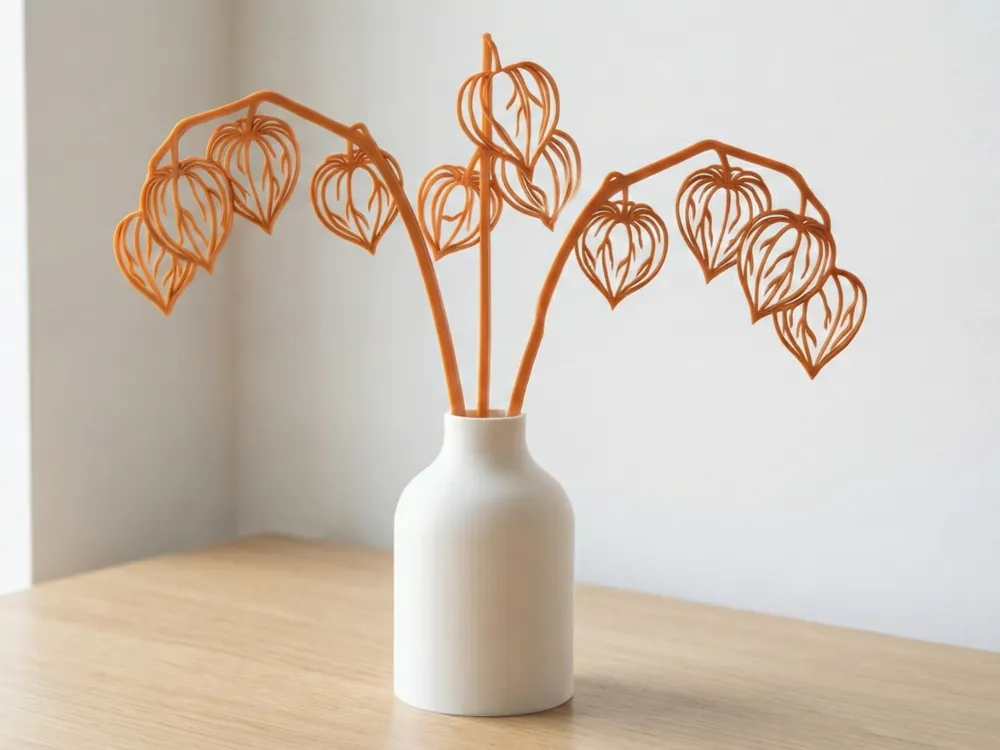 Winter Cherry - Botanical Vase Decor - Free 3D Print Model - MakerWorld