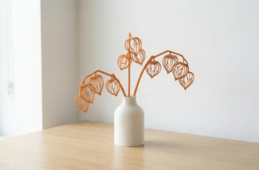 Winter Cherry - Botanical Vase Decor - Free 3D Print Model - MakerWorld