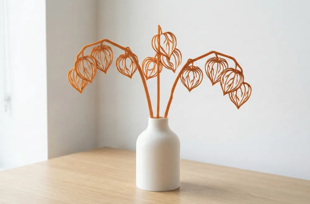 Winter Cherry - Botanical Vase Decor - Free 3D Print Model - MakerWorld