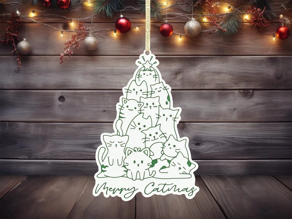 Merry Catmas Tree of Cats Christmas Ornament by mortickles - MakerWorld