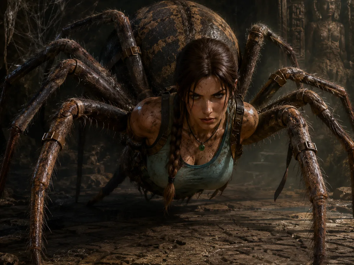 Lara Croft as Spider - Free 3D Print Model - MakerWorld