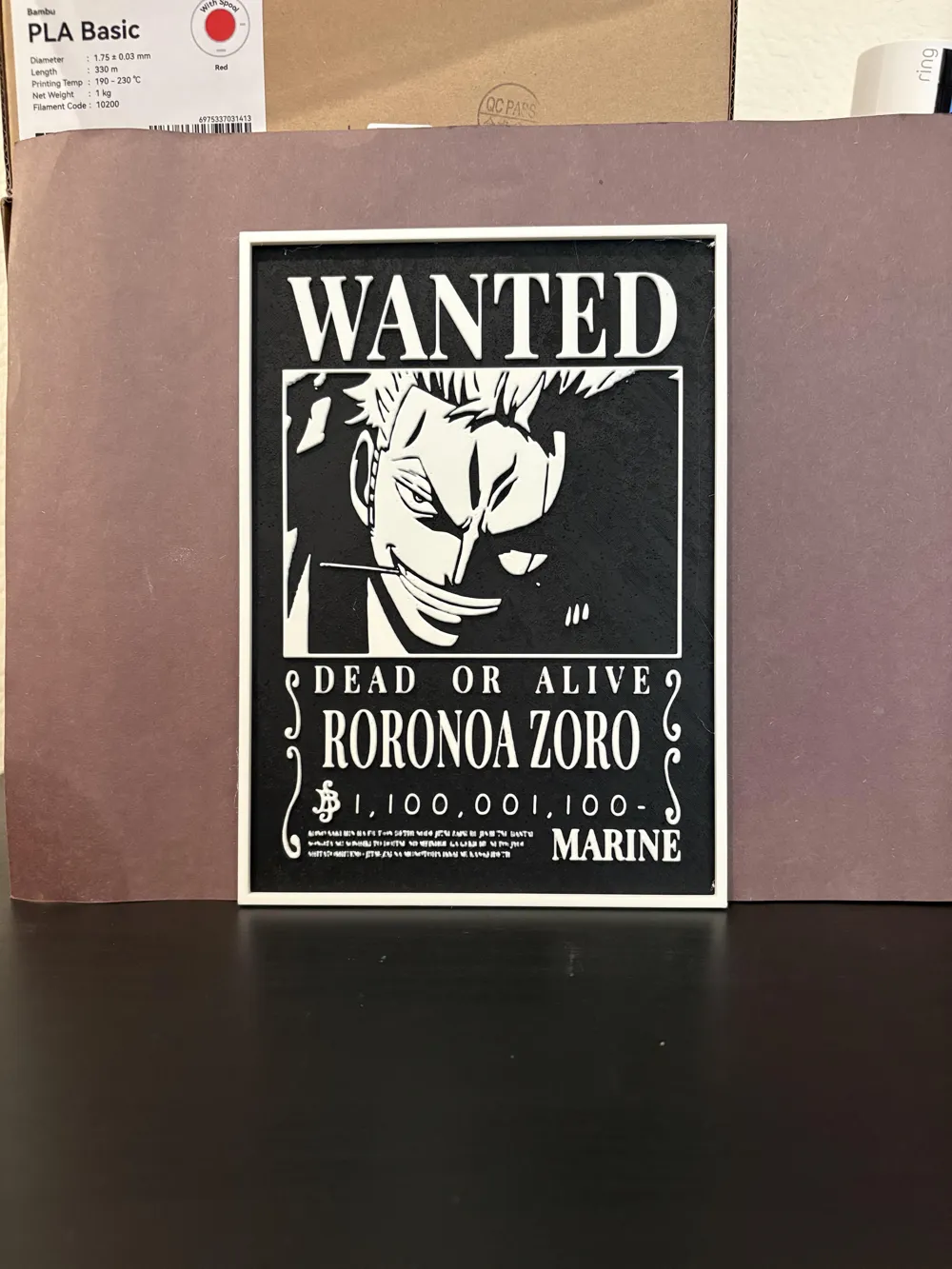 Roronoa Zoro Wanted Poster - One Piece Hueforge - Free 3D Print Model ...