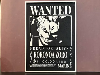 Roronoa Zoro Wanted Poster - One Piece Hueforge - Free 3D Print Model ...