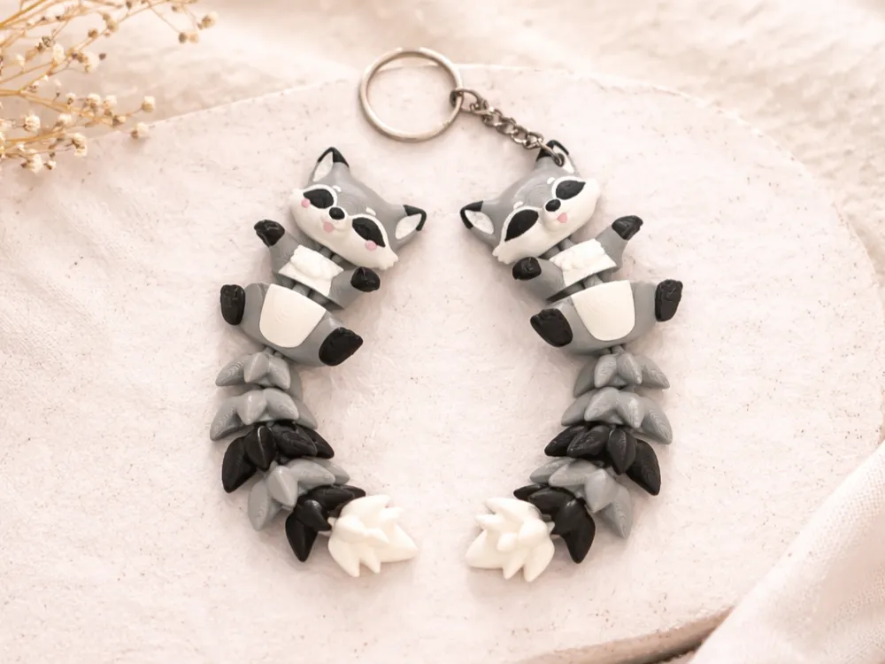 Cute Flexi Raccoon - Articulated Toy / Keychain - Free 3D Print Model ...
