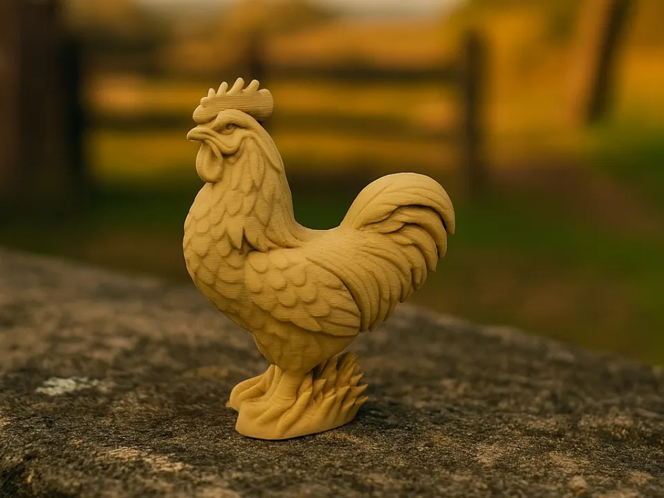 Majestic Rooster with Splendid Plumage - Free 3D Print Model - MakerWorld
