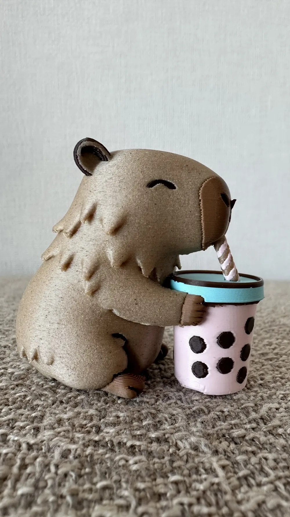 Cute Capybara Drinking Bubble Tea - Free 3D Print Model - MakerWorld