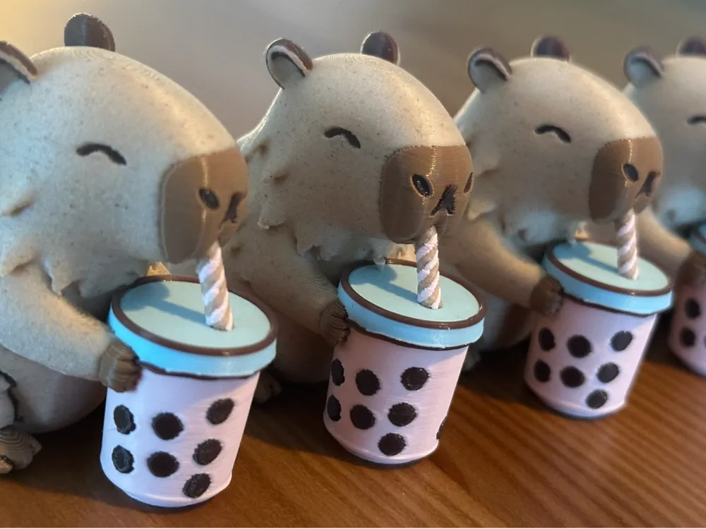 Cute Capybara Drinking Bubble Tea - Free 3D Print Model - MakerWorld