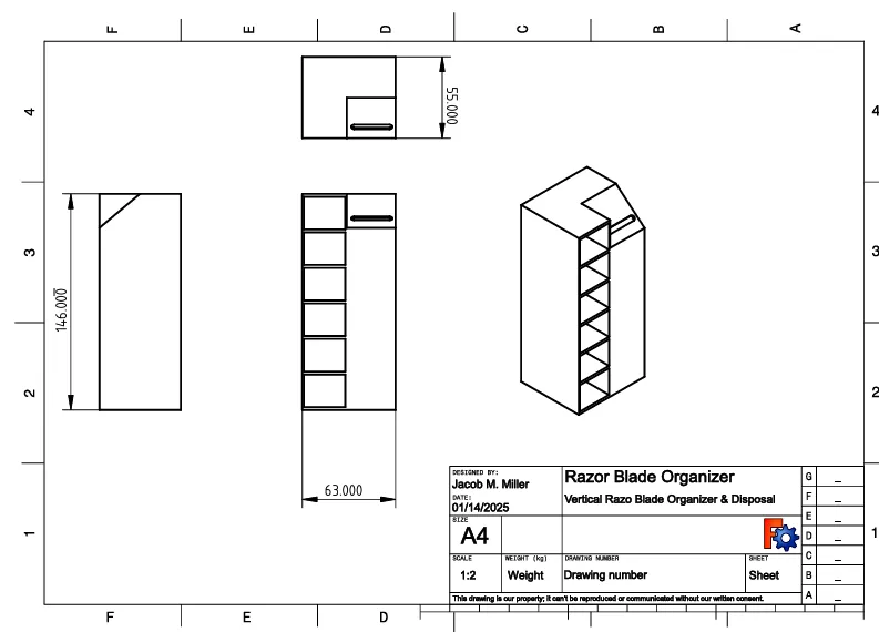 Vertical Razor Blade Organizer and Disposal by Jacob Miller - MakerWorld