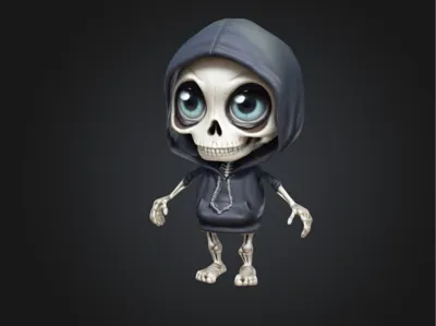 Chibi Skeleton Statue / With hoodie by Magpie - MakerWorld