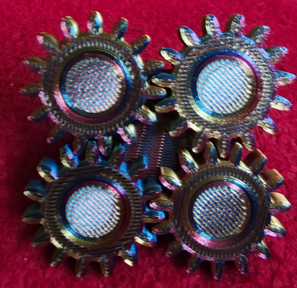 Print In Place Quad Cog Steampunk Fidget Spin Ring by Darren - MakerWorld