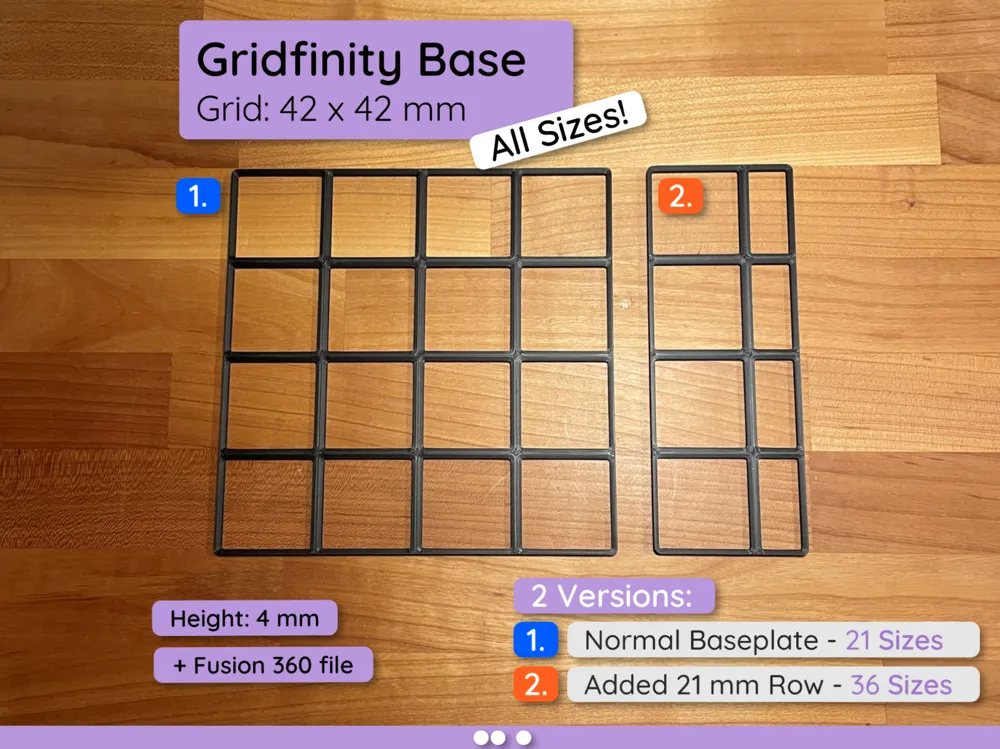 Gridfinity Baseplate 4mm – Std. & Half‑Spacing - Free 3D Print Model ...