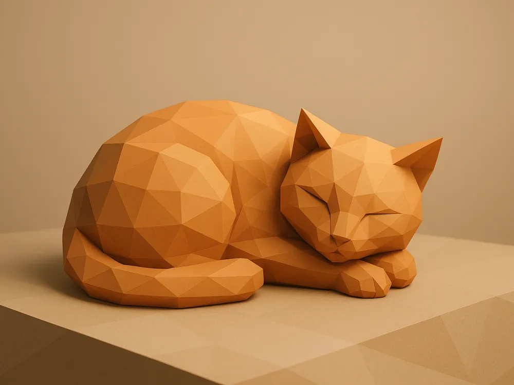 Sleeping low-poly Cat - Free 3D Print Model - MakerWorld