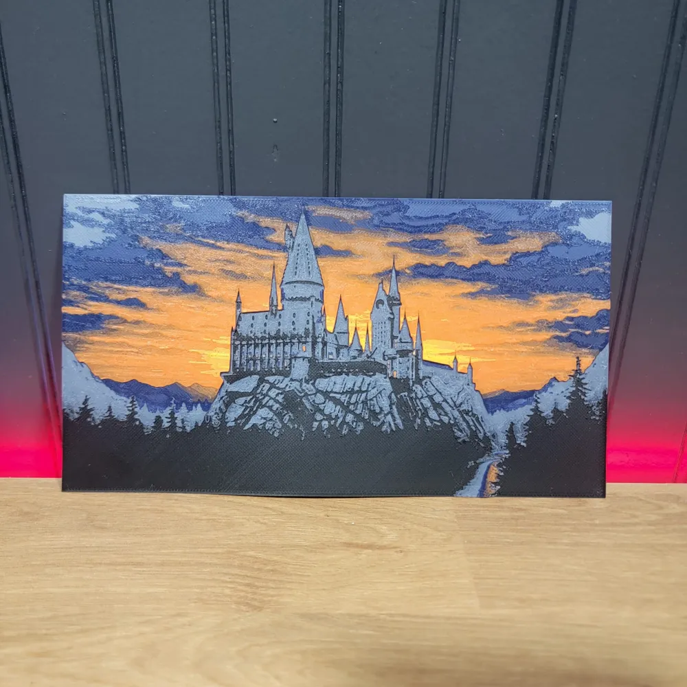 Hogwarts Castle Sunset Hueforge by Iantheriddler MakerWorld: Download ...