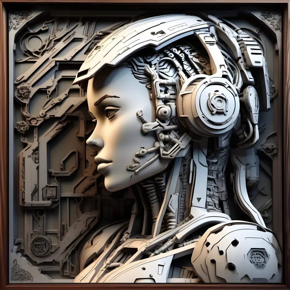 Mech girl 3 - Hueforge by Bottega.co.nz - MakerWorld