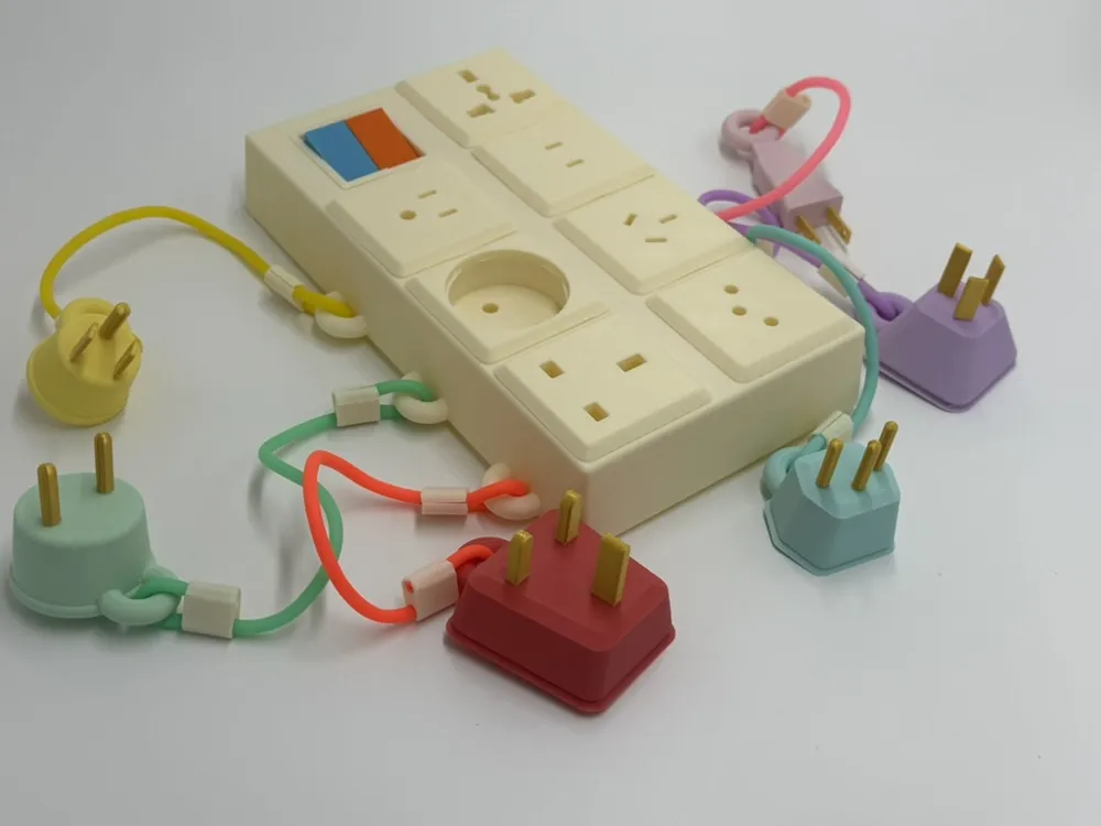 Montessori sensory multi socket plug puzzle toy - Free 3D Print Model ...
