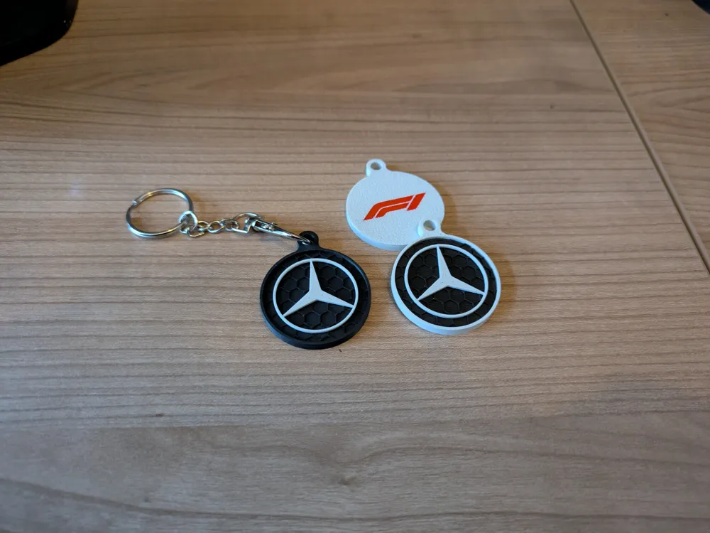 Mercedes (AMG F1) Keychain with Hexagon pattern - Free 3D Print Model ...