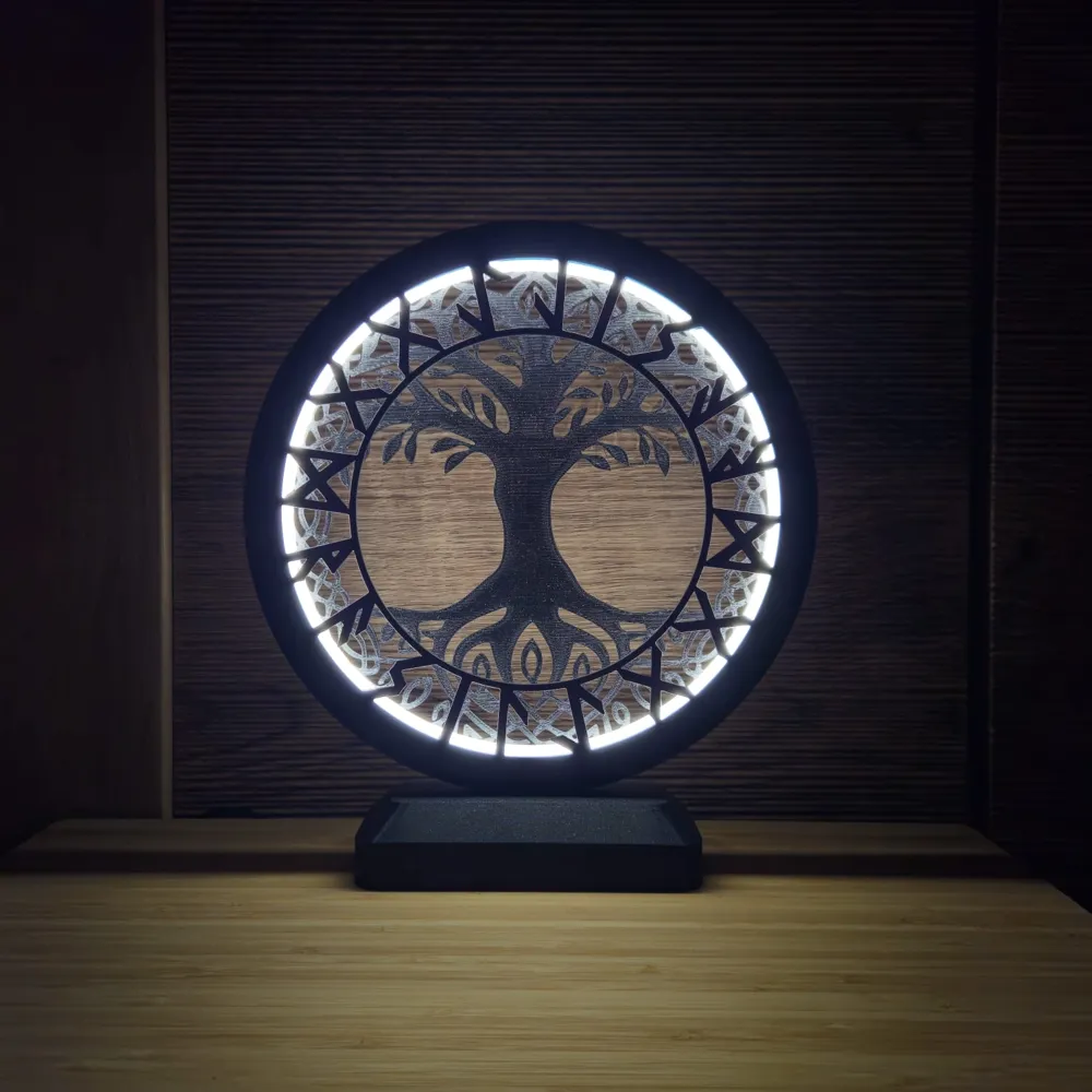 Ring LED Lamp - Nordic Yggdrasil - Free 3D Print Model - MakerWorld