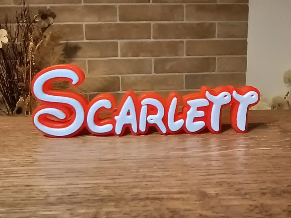 Disney Name Sign Scarlett Kid Room Wall Decor Tag - Free 3D Print Model ...
