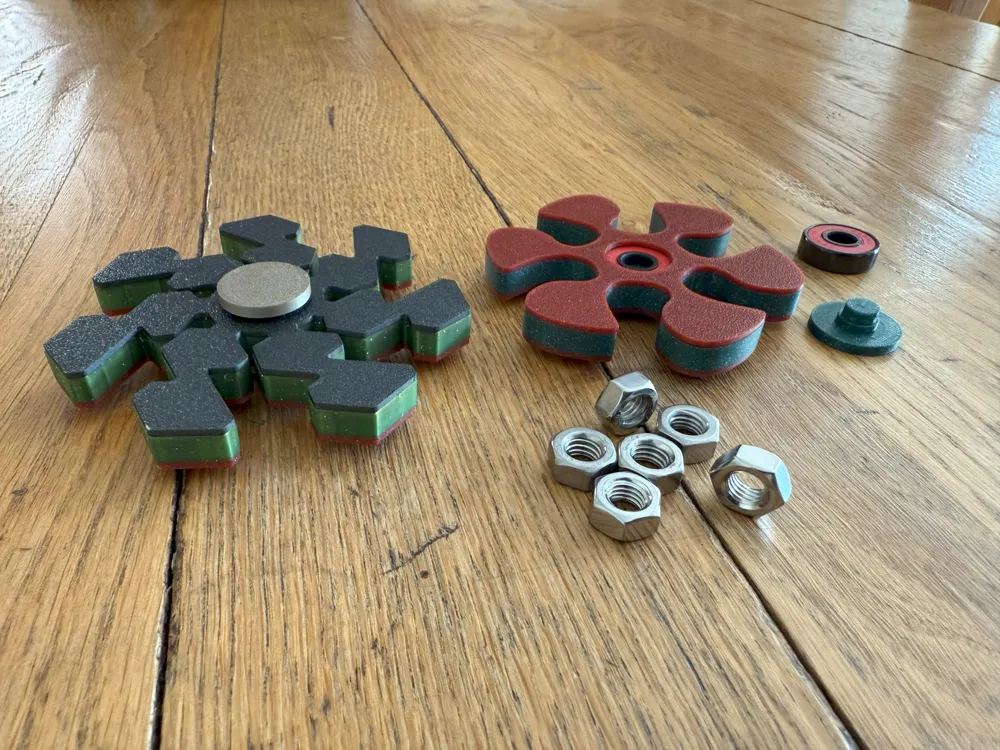 Fidget Spinner using 608 bearings and nuts - Free 3D Print Model ...