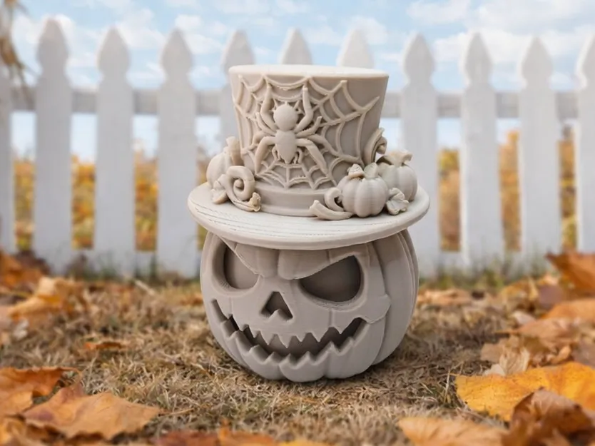 Sir Spiderweb Pumpkin Grinner - Free 3D Print Model - MakerWorld