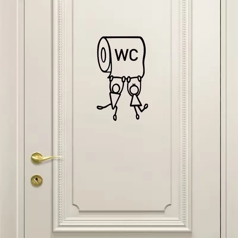 Funny WC Sign - Toilet Paper Stick Figures - Free 3D Print Model ...