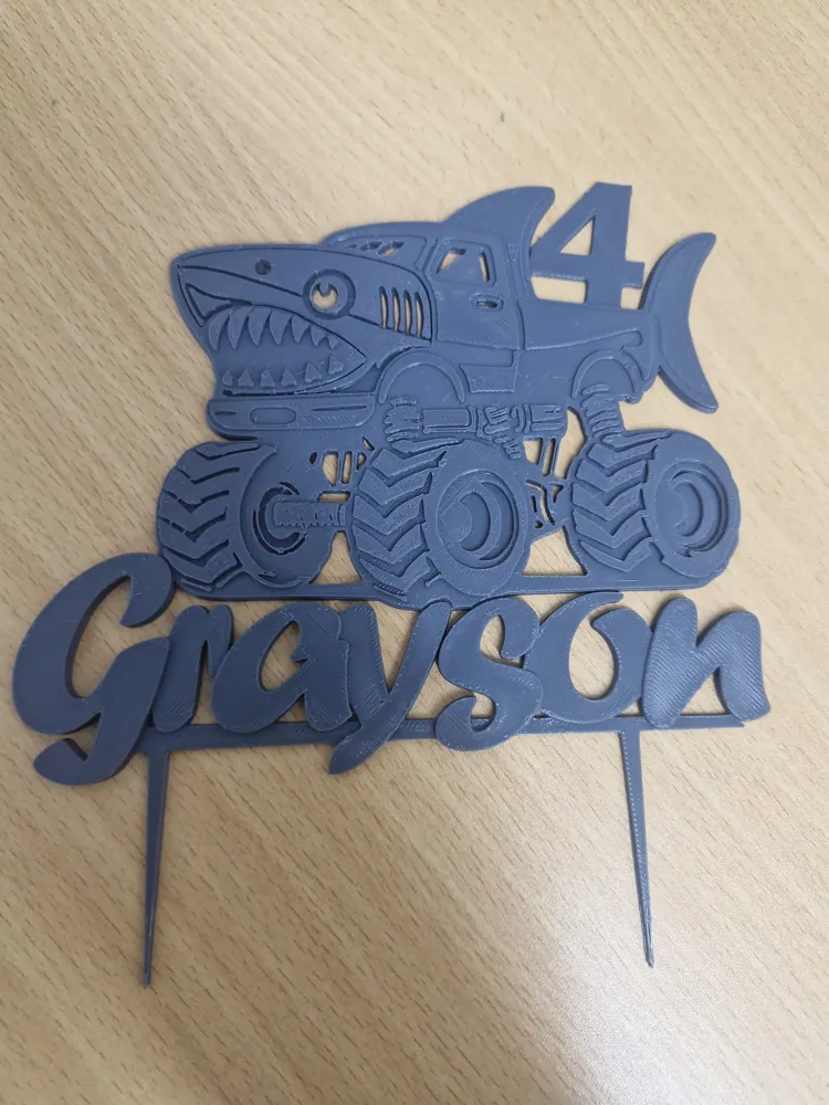 Shark Monster Truck Cake Topper - Free 3D Print Model - MakerWorld