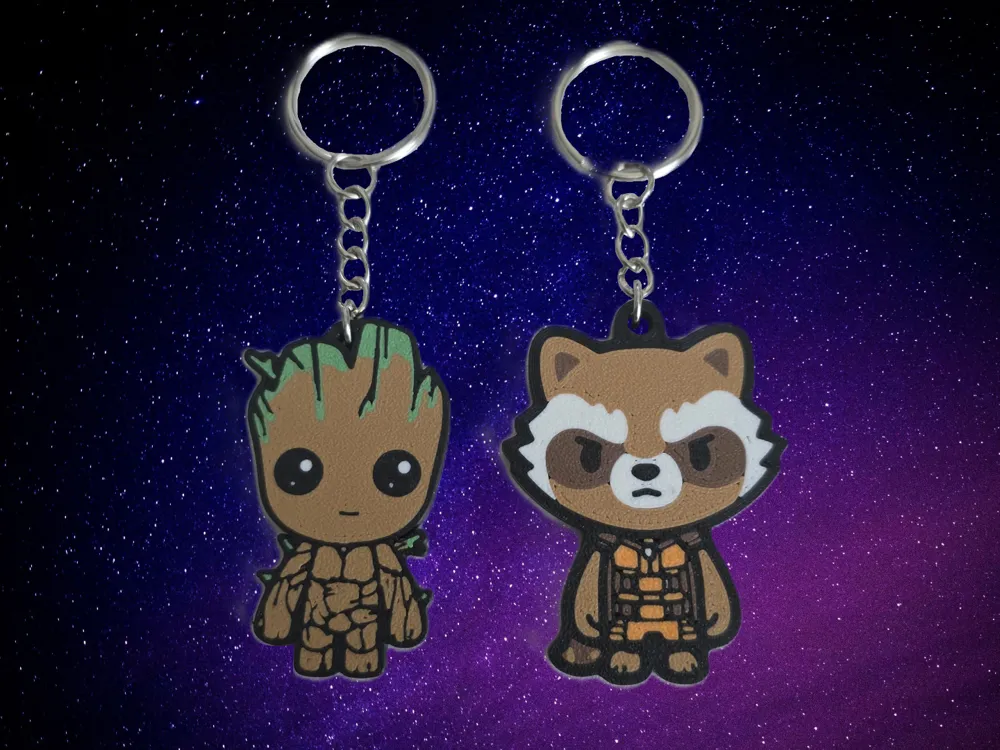 Baby Groot & Rocket Raccoon Keychain - Free 3D Print Model - MakerWorld