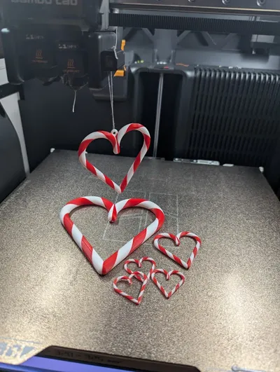 Candy Cane Heart Ornament - Free 3D Print Model - MakerWorld