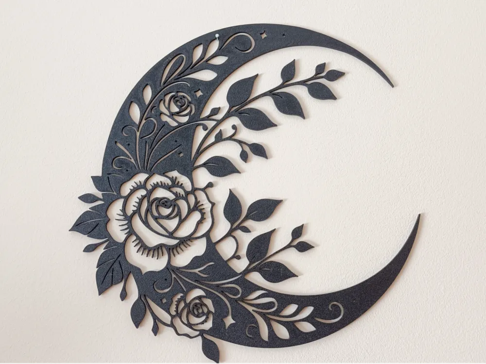 Moon and Roses Wall Art by zrispi MakerWorld: Download Free 3D Models