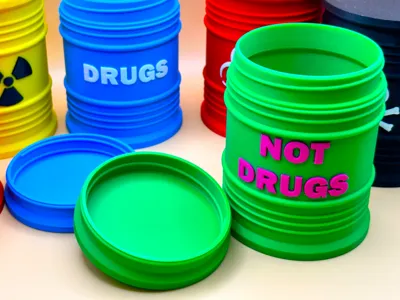 "Not Drugs" Barrel Stash Container 80x105mm by Eternity Labs MakerWorld ...