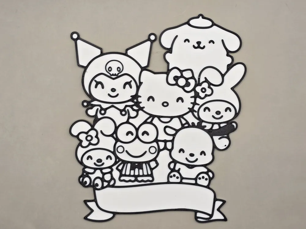Hello Kitty Coloring Name Friends Craft - Free 3D Print Model - MakerWorld