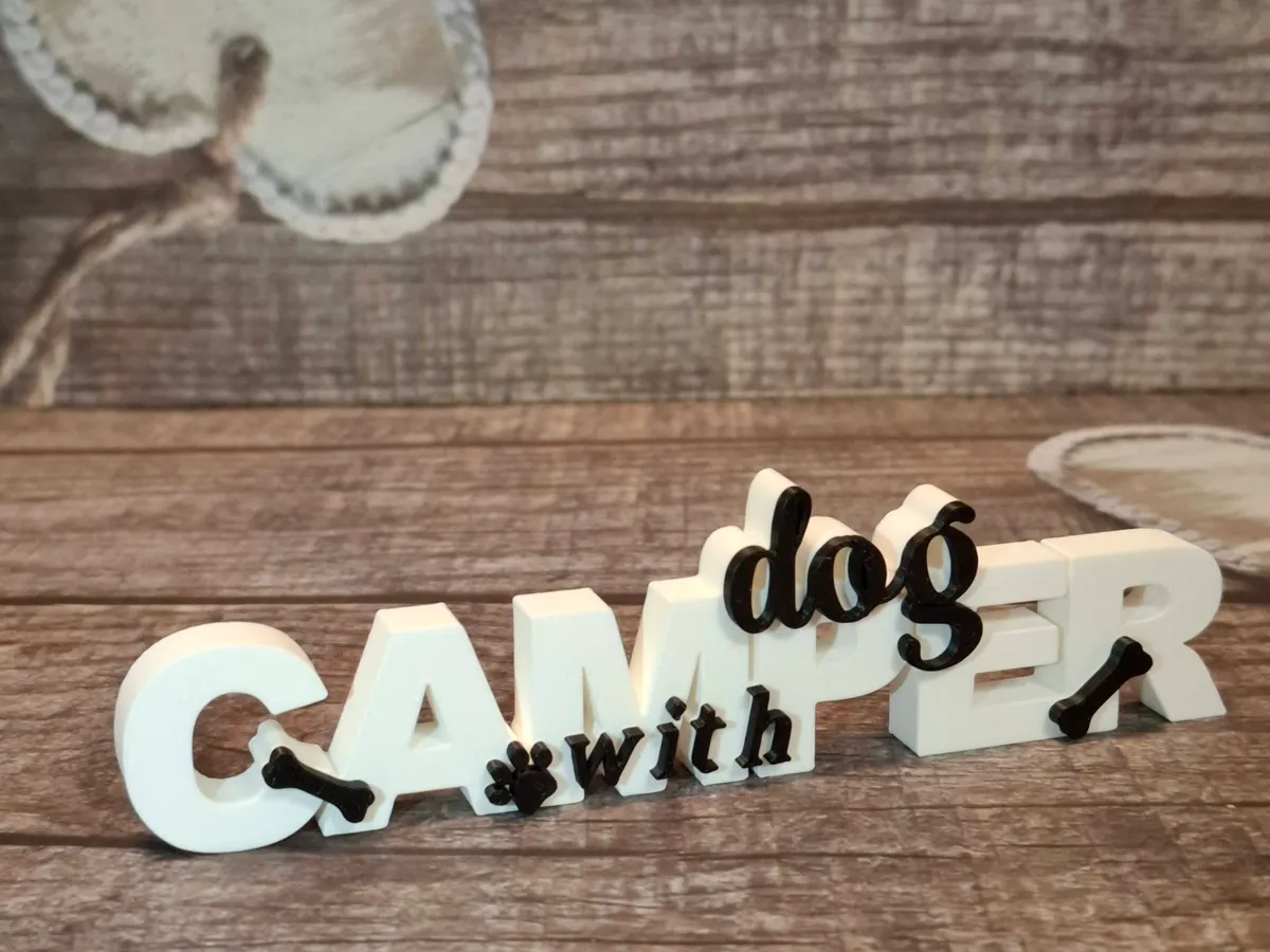 Camper with dog - Lettering - Free 3D Print Model - MakerWorld