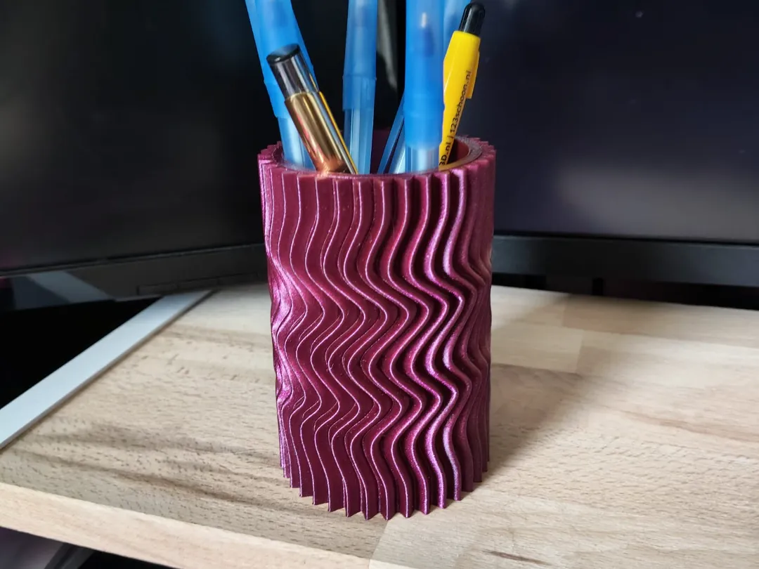 Modern Wavy Pen Holder – Stylish Desk Organizer - Free 3D Print Model ...