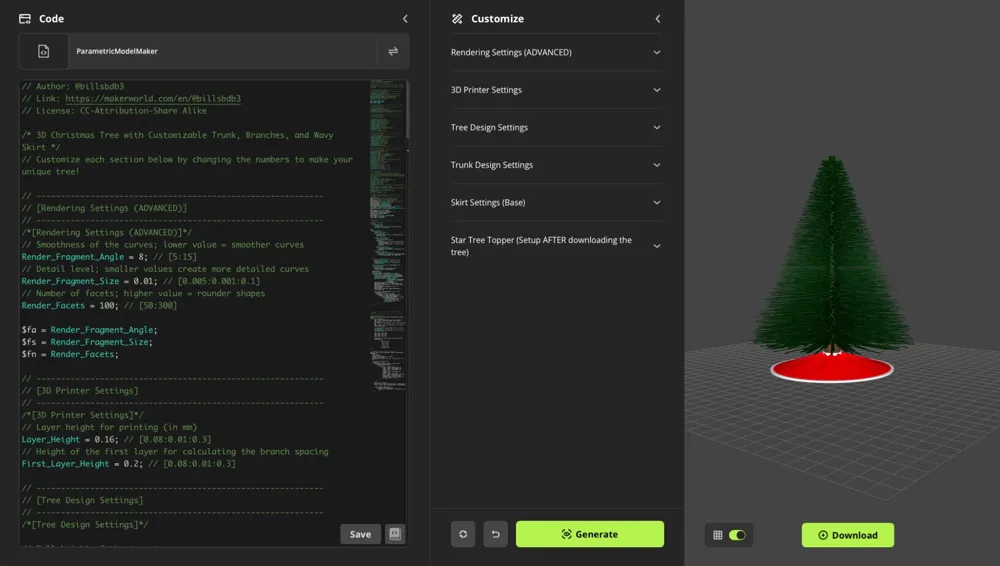 Parametric Christmas Tree with Star Topper by billsbdb3 MakerWorld ...
