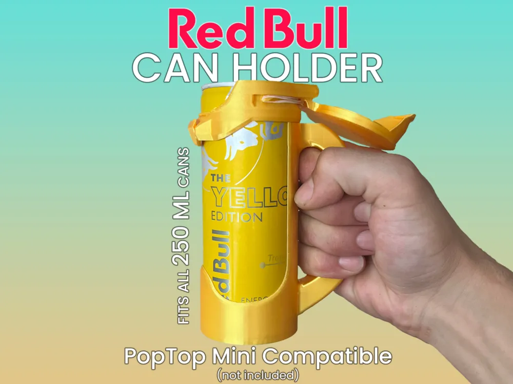 RedBull Can Holder 250ml PopTop Mini Compatible - Free 3D Print Model ...