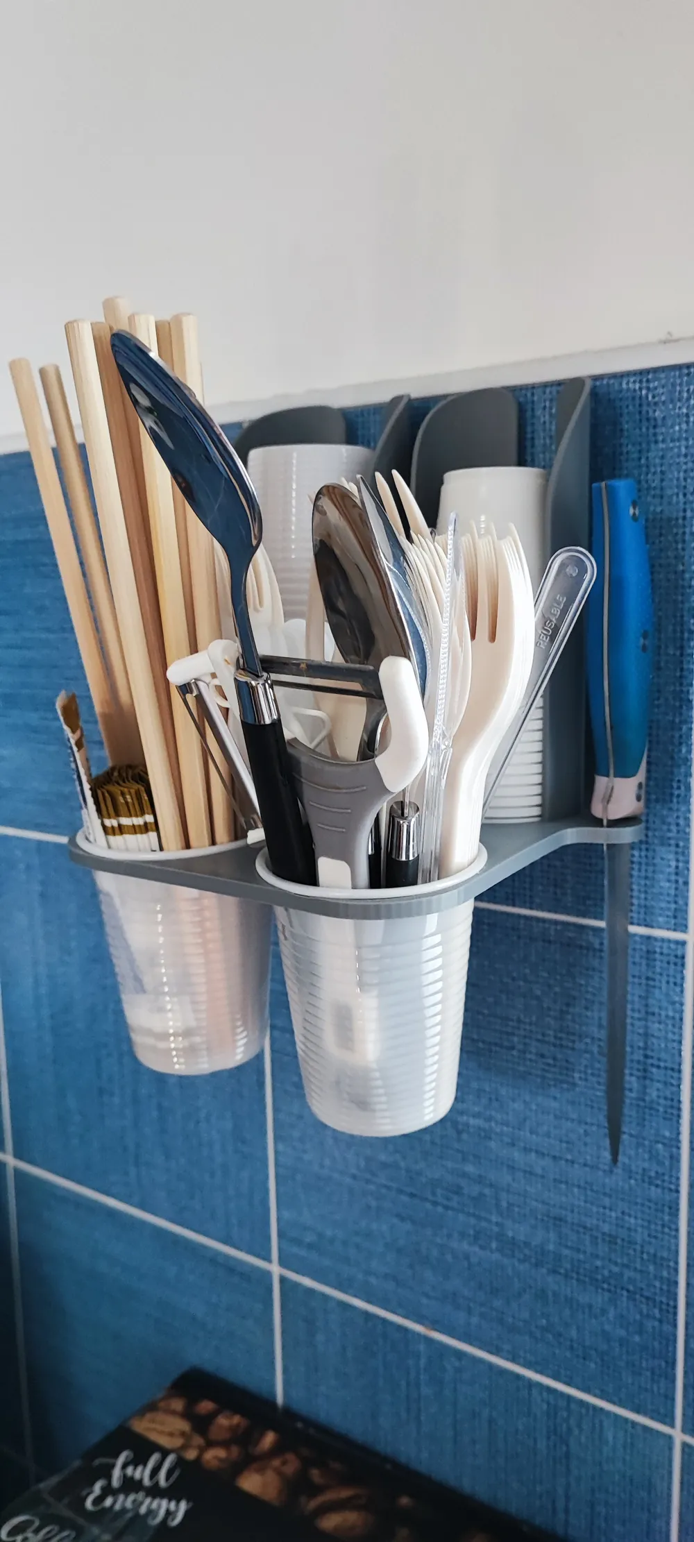 Wall Mounted Modular Cup & Utensil Holder - Free 3D Print Model ...