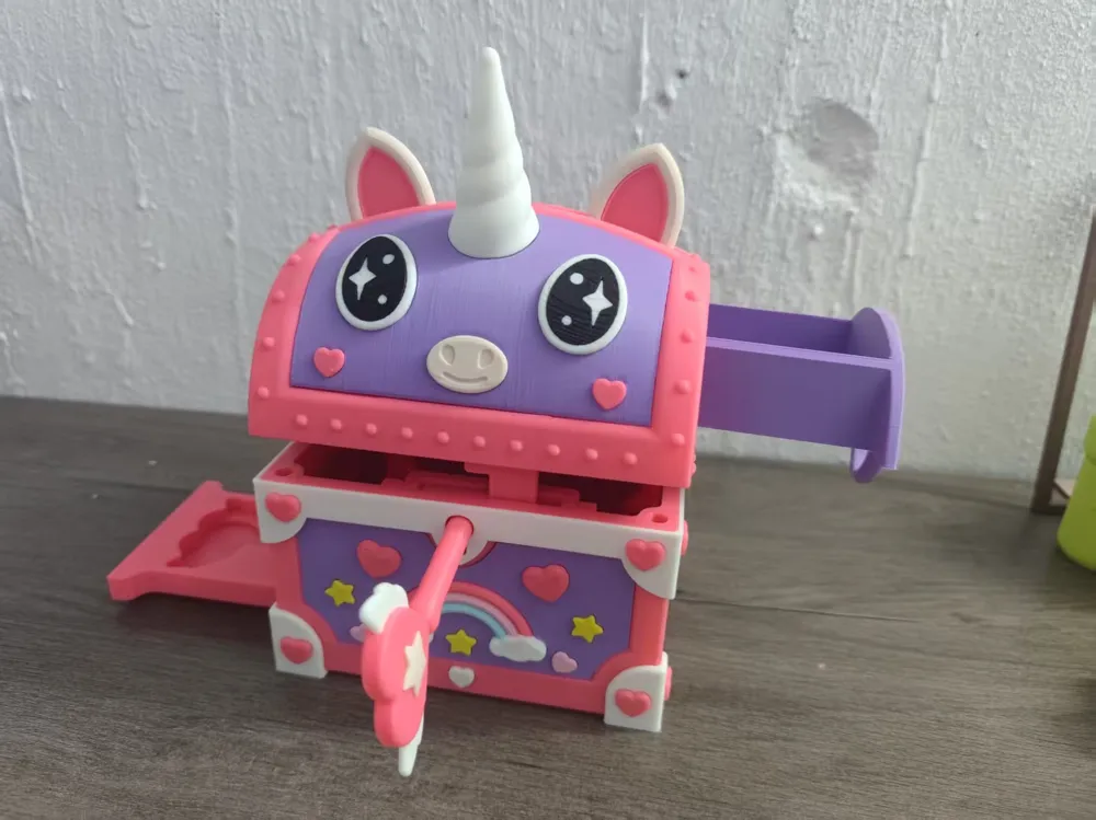 Unicorn Mechanical Treasure Chest - Free 3D Print Model - MakerWorld