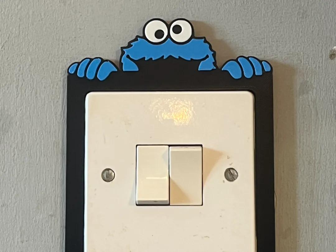 Cookie monster UK light switch wall art - Free 3D Print Model - MakerWorld
