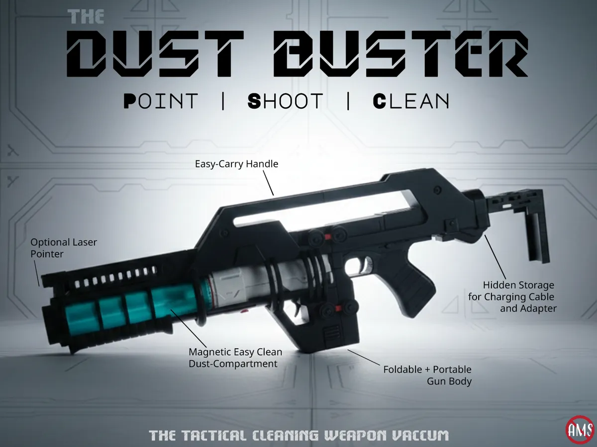 DUST BUSTER - Tactical Handheld Vacuum Cleaner Gun - Free 3D Print ...