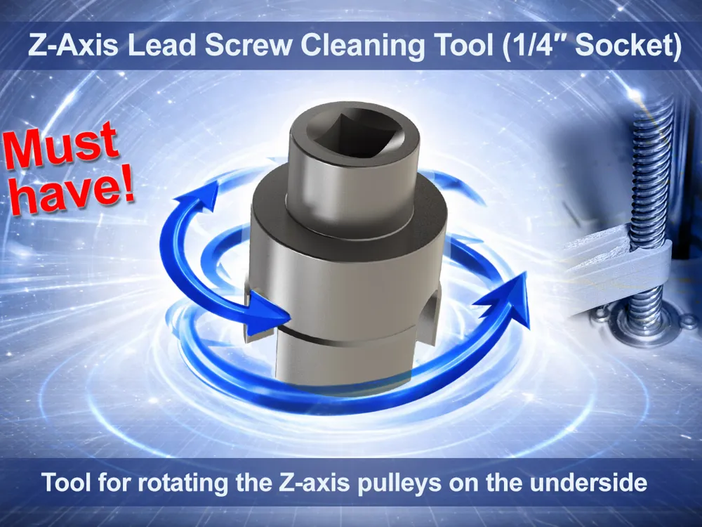 Z-axis lead screw cleaning tool (1/4" socket) - Free 3D Print Model ...