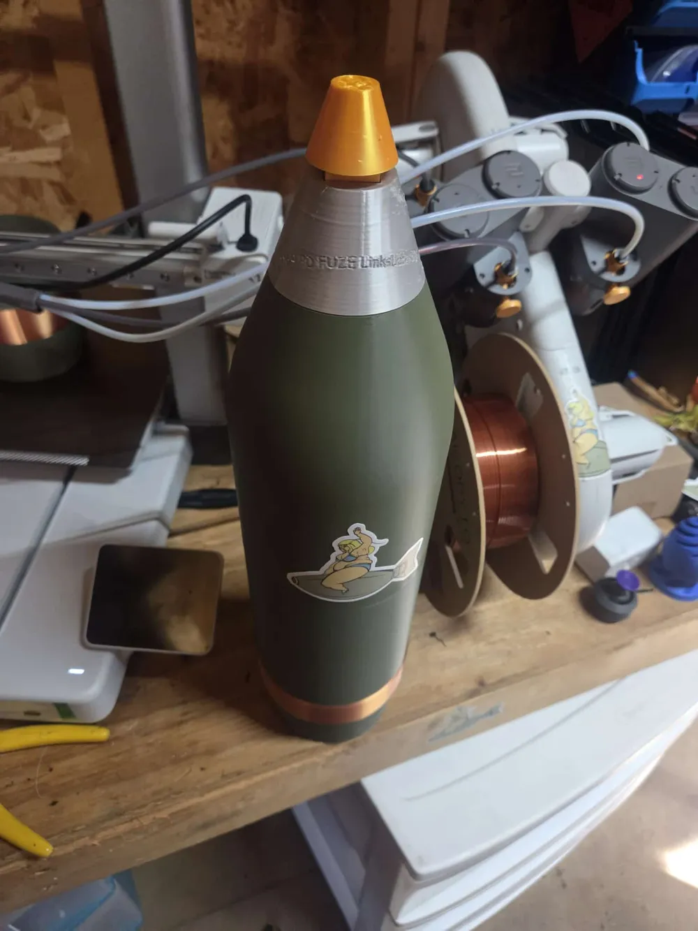 105mm HE Bottle Bunker w/PD fidget fuze - Free 3D Print Model - MakerWorld