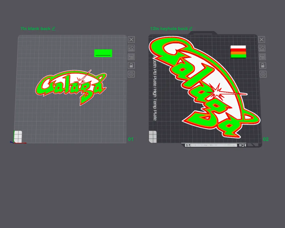 Galaga logo sign plaque 2-sizes - Free 3D Print Model - MakerWorld