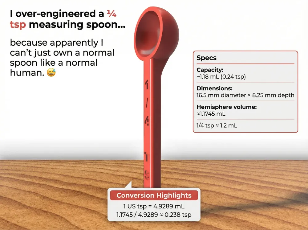 Mini Measuring Spoon — 1/4 tsp - Free 3D Print Model - MakerWorld