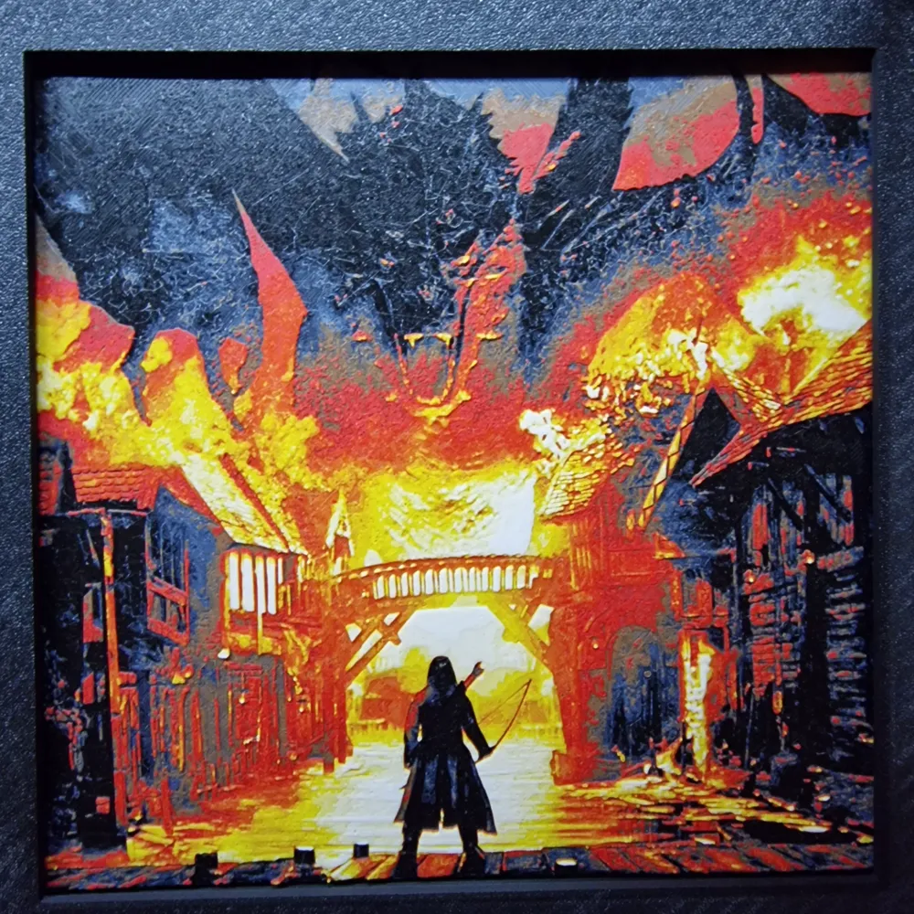 Hueforge - Smaug vs Bard 200x200 by roli_29 - MakerWorld