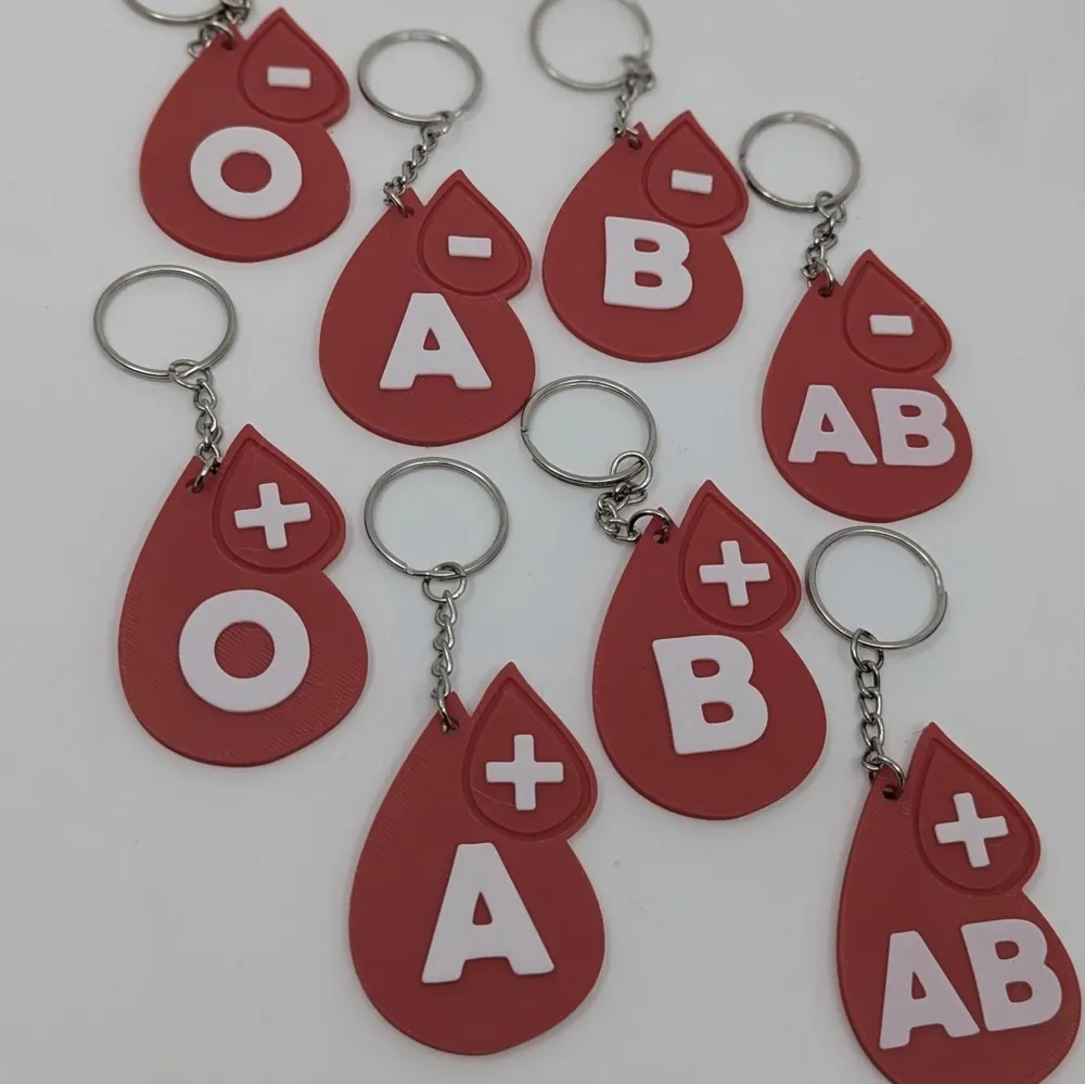 Blood Type Keychain, Blood Drop Keyring by SB MakerWorld: Download Free ...