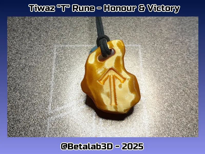 Tiwaz Rune "T" Pendant: Honor & Victory by Betalab3D - MakerWorld