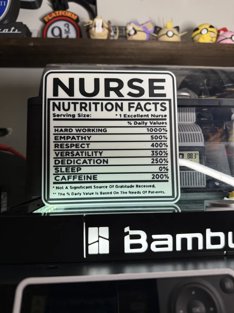 NURSE NUTRITION SIGN - Free 3D Print Model - MakerWorld