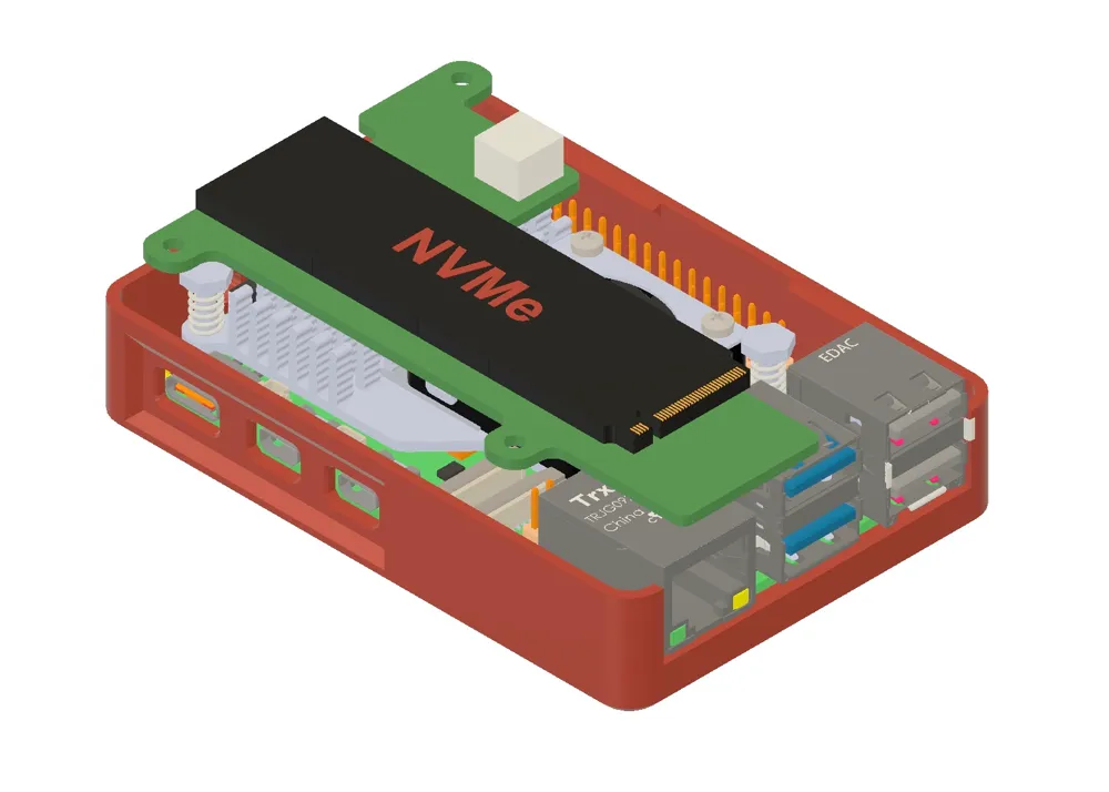 Raspberry pi 5 case + fan + NVMe (Geekworm X1001) Remixed by HGW XX/7 ...