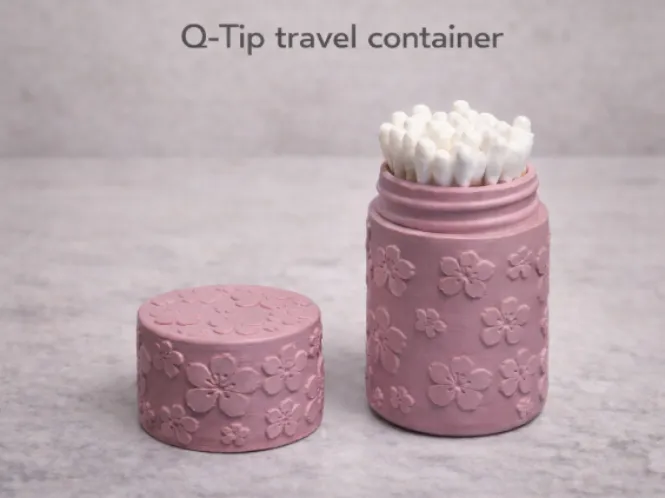 Q-Tip travel container with flower detail - Free 3D Print Model ...
